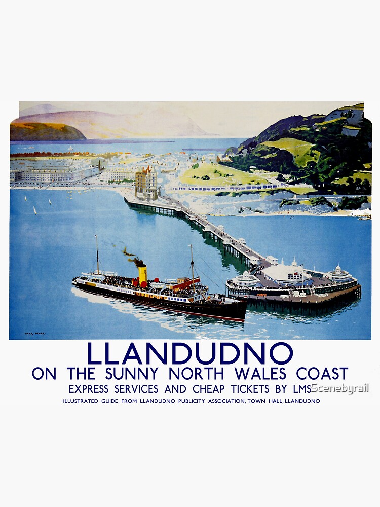 "Vintage British Railways Travel Poster for Llandudno" Sticker for Sale ...