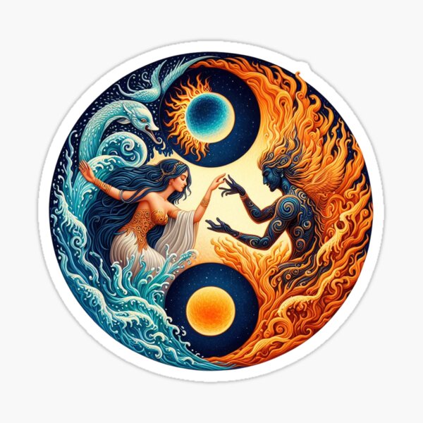 "Masculine and feminine energy / Yin Yang" Sticker for Sale by Sosa-art ...