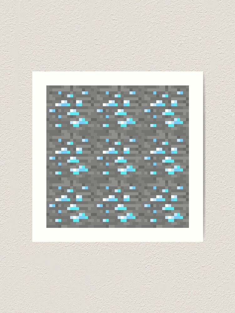 Minecraft Diamond Ore Pixel Art Grid
