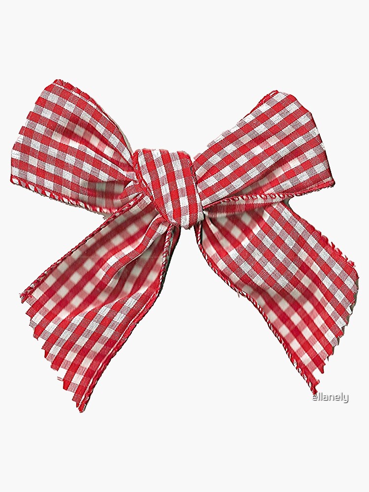 "Red Gingham Bow" Sticker for Sale by ellanely | Redbubble