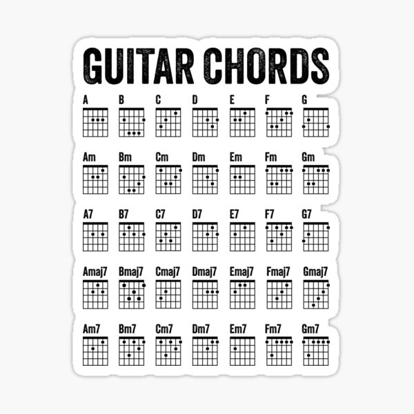 "Guitar Chords Poster" Sticker for Sale by hadleyfoo | Redbubble