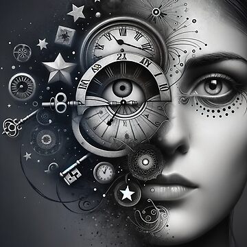 "Conceptual portrait of a woman's face combined with various symbolic ...