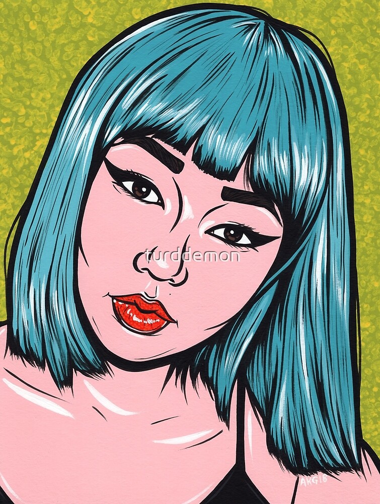 "Blue Bangs Asian Comic Girl" by turddemon | Redbubble