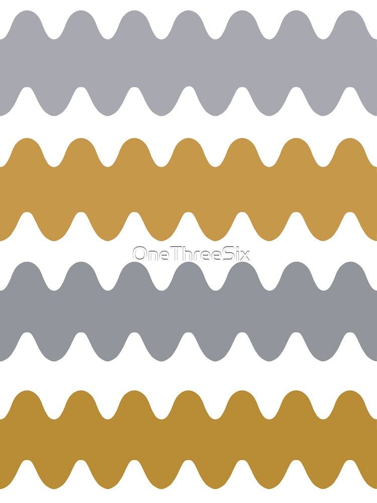 "Grey and Yellow Wavy Lines Groovy on White" Sticker for Sale by ...