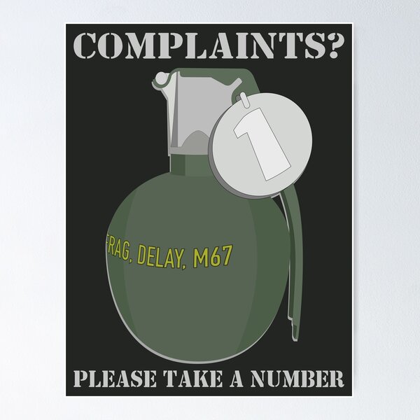 "Army Dad Joke Complaints Department M67 Grenade Meme" Poster for Sale ...