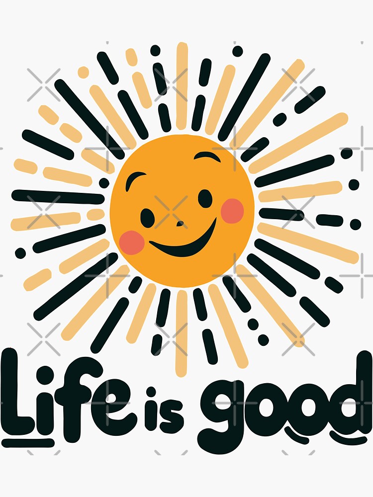 "Sunshine & Smiles Life is Good Minimalist Design" Sticker for Sale by ...