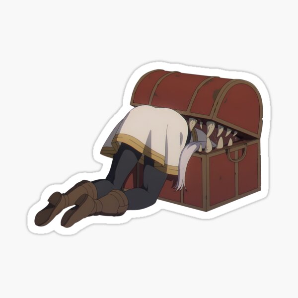 "Frieren Stuck in Mimic Chest" Sticker by TVK3Z0 | Redbubble