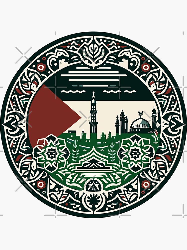 "Palestine patterns, motifs, flag, al aqsa al quds jerusalem" Sticker ...