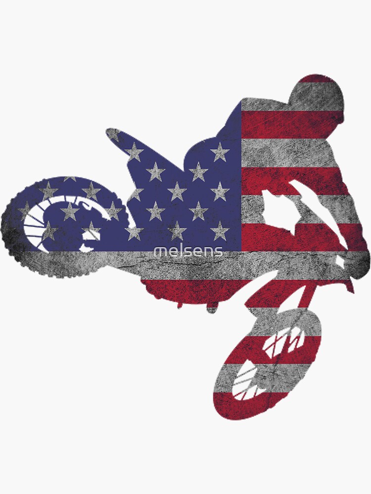 "Dirt Bike American Flag | Motocross Enduro" Sticker for Sale by ...