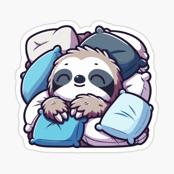 "Cute Sleeping Sloth with Pillows" Sticker for Sale by Irene Koh ...