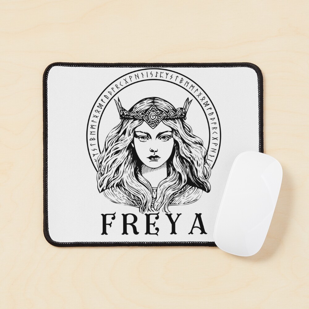 "Freya Viking Goddess of Norse Mythology Freyja runes" Sticker for Sale ...