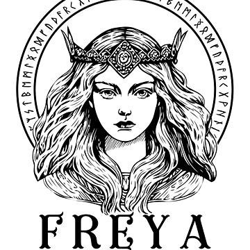 "Freya Viking Goddess of Norse Mythology Freyja runes" Sticker for Sale ...