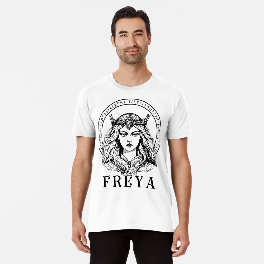 "Freya Viking Goddess of Norse Mythology Freyja runes" Sticker for Sale ...
