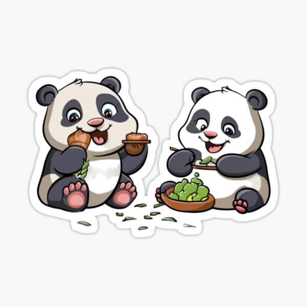 Pegatina for Sale con la obra «Pandas divertidos de dibujos animados ...