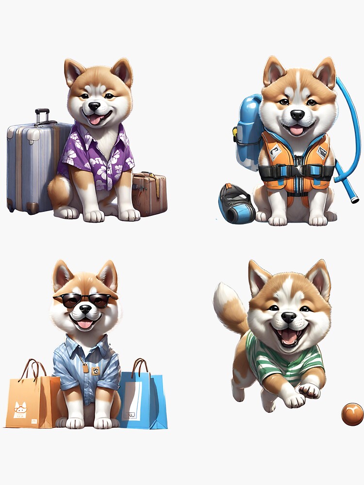 "Akita Inu cute puppy dog travel Sticker Pack 2" Sticker for Sale by ...
