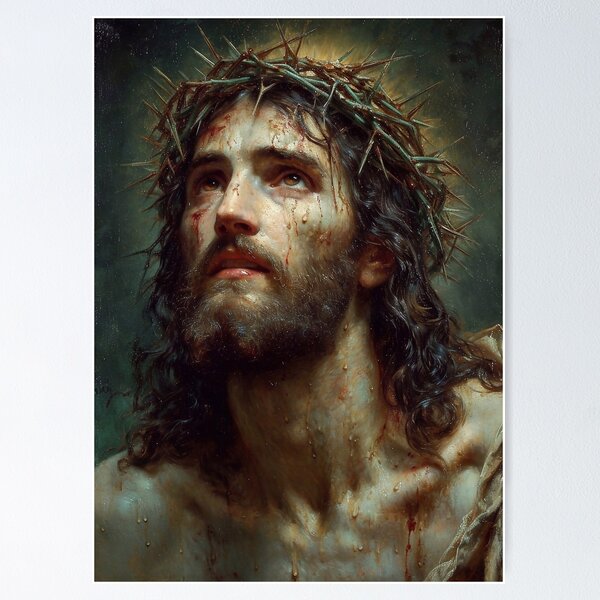 "Beautiful image of Jesus suffering" Poster for Sale by gaviani | Redbubble