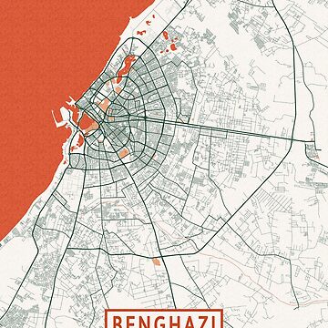 "Benghazi City Map of Libya - Bohemian" Poster for Sale by deMAP ...