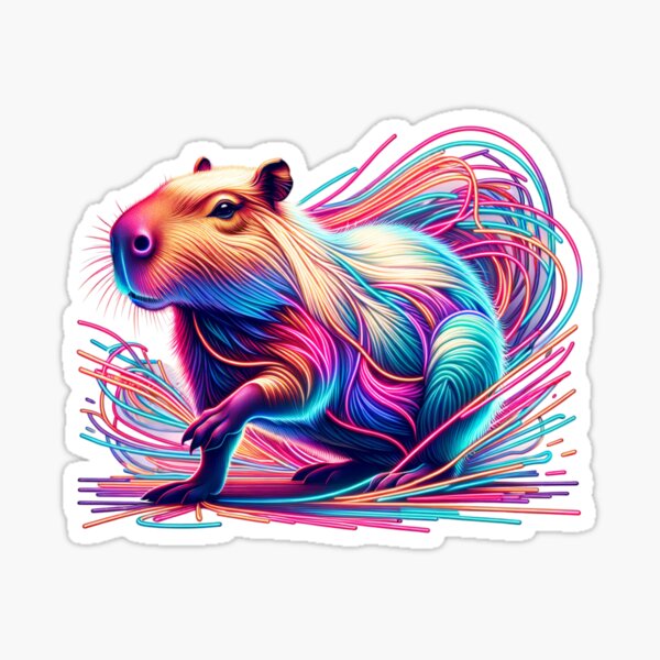 "Neon Capybara Dreams" Sticker by T-NeonSt | Redbubble