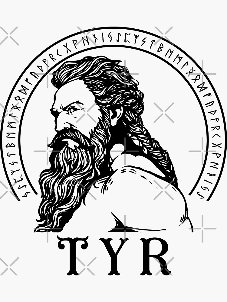 "Tyr Viking God of Norse Mythology and runes" Sticker for Sale by Lady ...