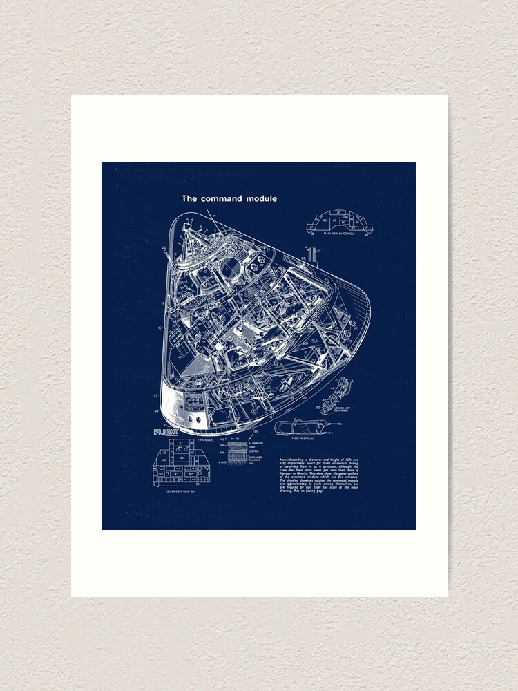 Apollo Command Module Blueprint Drawing Art Print By Dws Store Redbubble