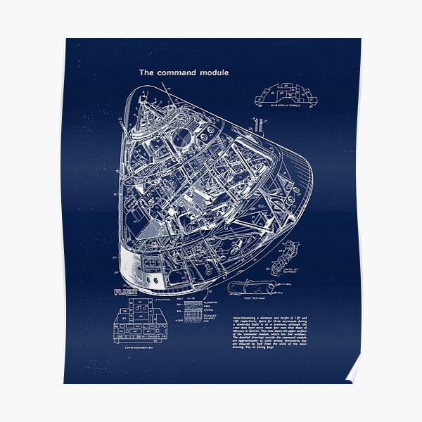 Apollo Command Module Blueprint Drawing Poster By Dws Store Redbubble