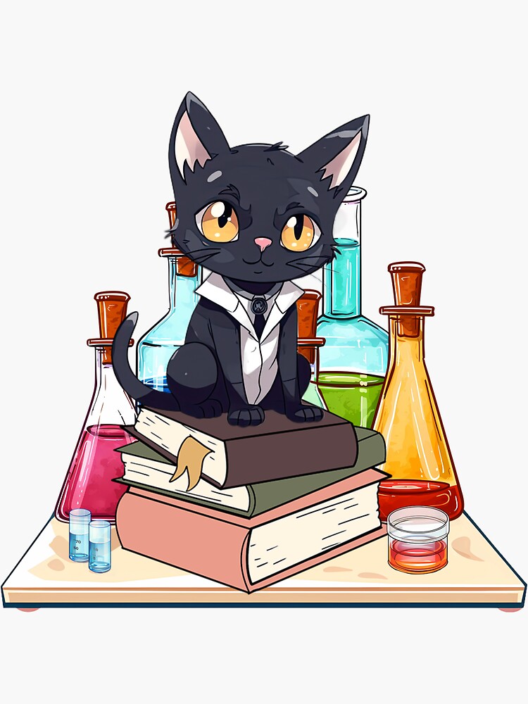 Cat Studying Chemistry