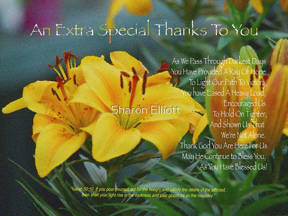 "Extra Special Thanks To You" by Sharon Elliott | Redbubble