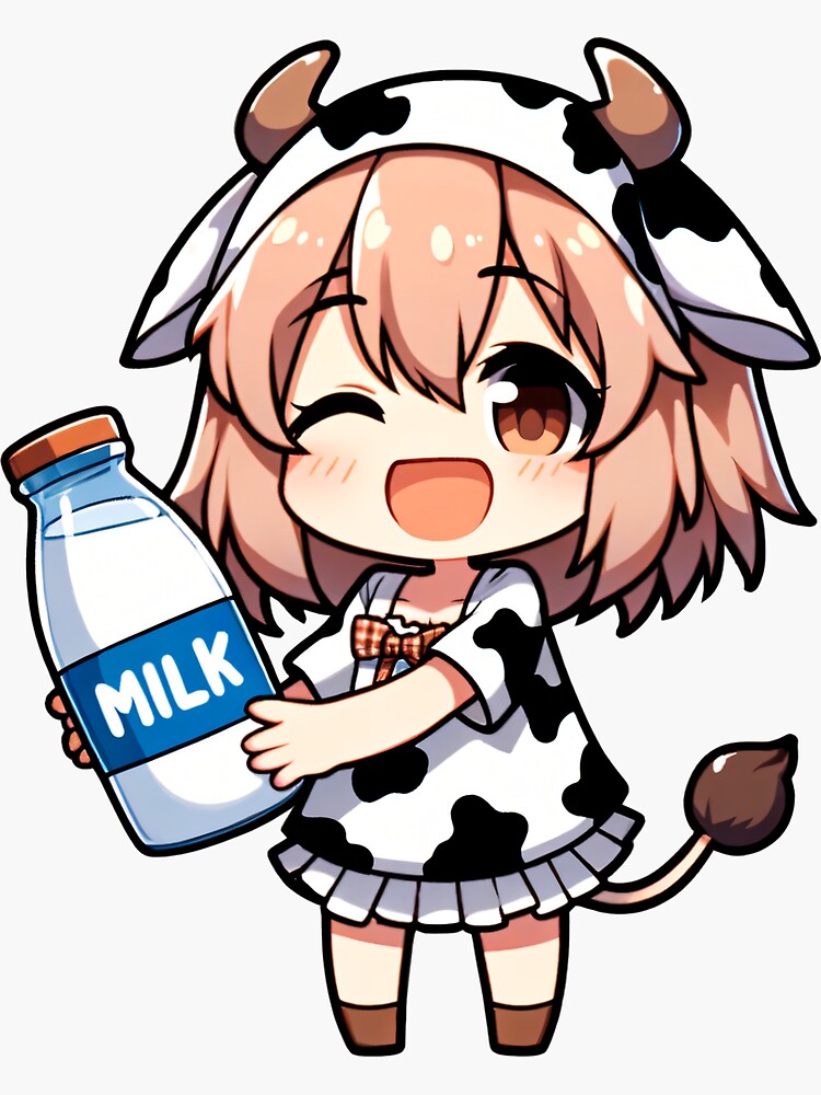 "Chibi Milkmaid: Moo-velous Dairy Delight" Sticker for Sale by Toge-san ...