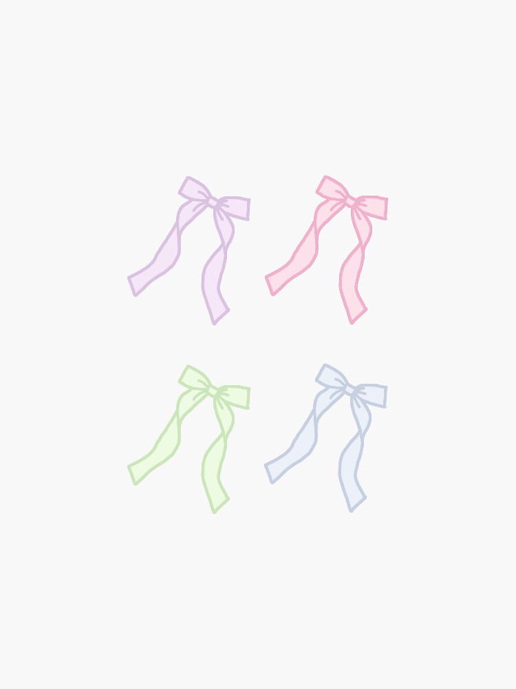 "cute mini coquette multicolored bow bundle pack set art" Sticker for ...