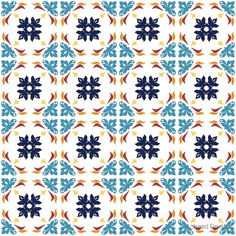 "Talavera Floral Tiles Pattern" by Jared Davies | Redbubble