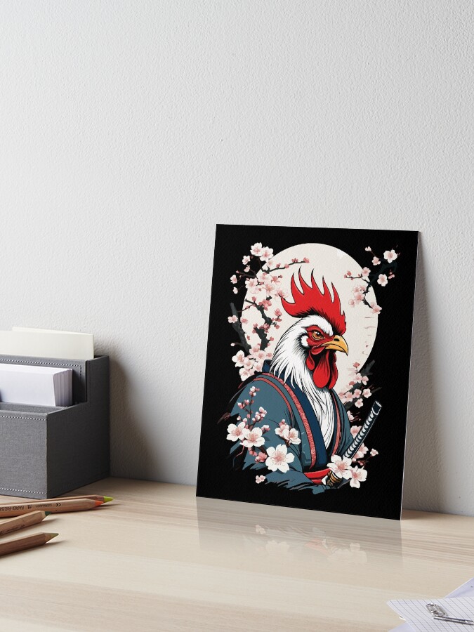 "Vintage Rooster Samurai Ukiyo-E Style Design" Art Board Print by ...