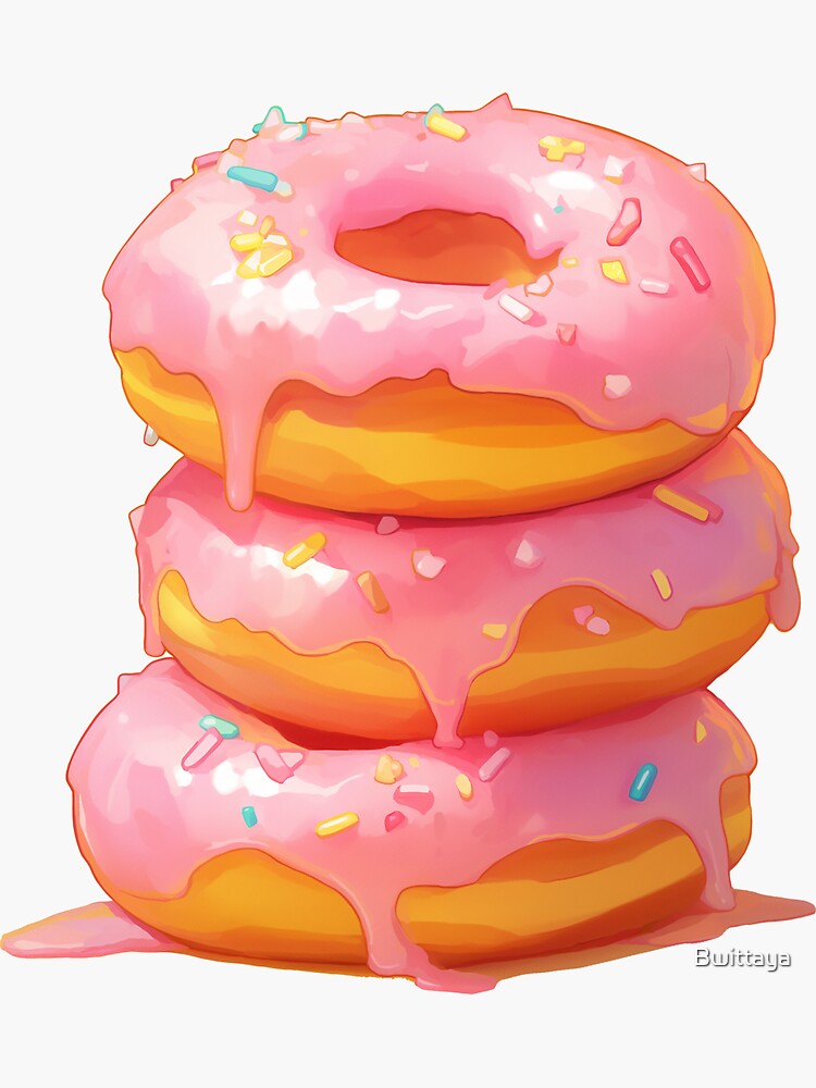 "Doughnut Stack Cartoon " Sticker for Sale by Bwittaya | Redbubble