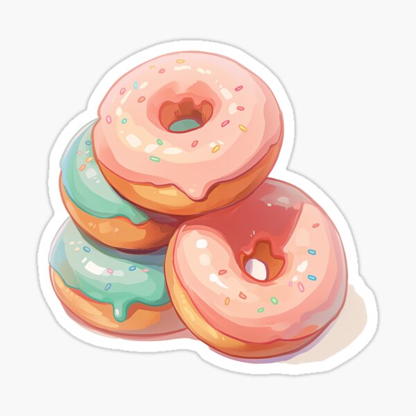 "Doughnut Stacks Cartoon " Sticker for Sale by Bwittaya | Redbubble