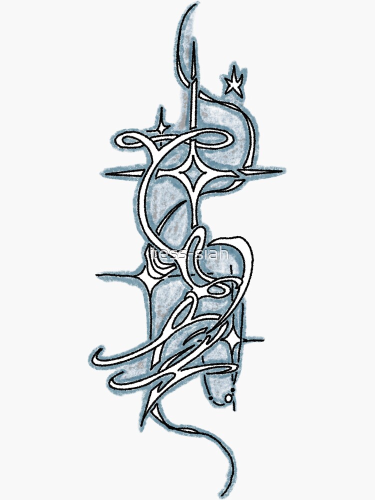 "Cyber Sigilism stars blue " Sticker for Sale by tess-siah | Redbubble