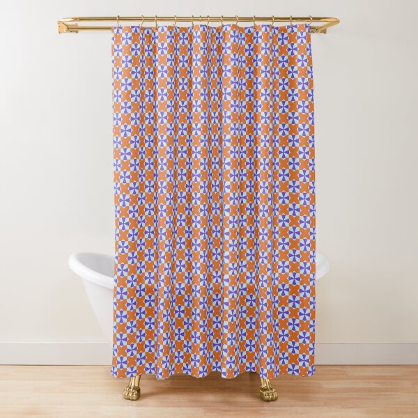 Navy and orange shower curtain store
