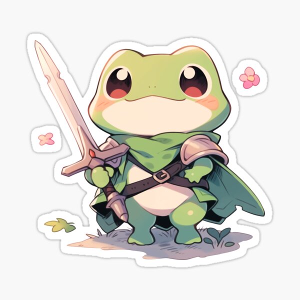 "Cute Kawaii Froggy Knight Frog with a Sword" Sticker for Sale by ...