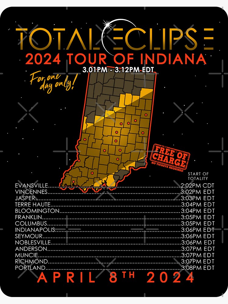 "Total Solar Eclipse 2024 Tour of Indiana" Sticker for Sale by ...