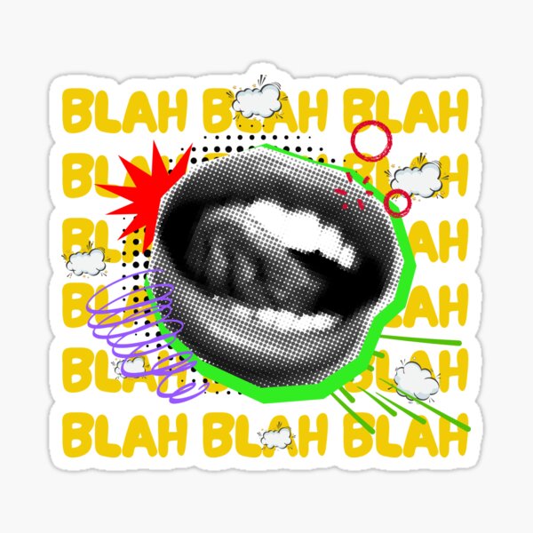 "Blah Blah Funny Comics Pop Art Grils Lips" Sticker for Sale by ...