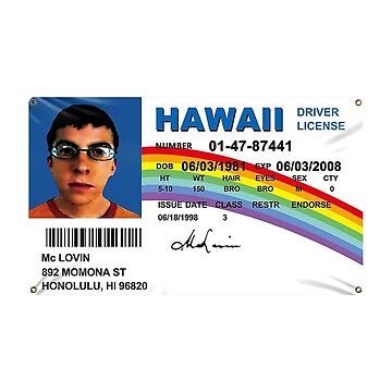 "Mclovin ID" Sticker for Sale by Zach Ha | Redbubble