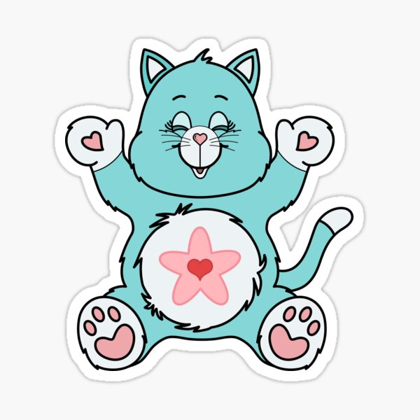 "Proud Heart Cat Caring Bear Cousin Stuffie -- Variant 2" Sticker for ...