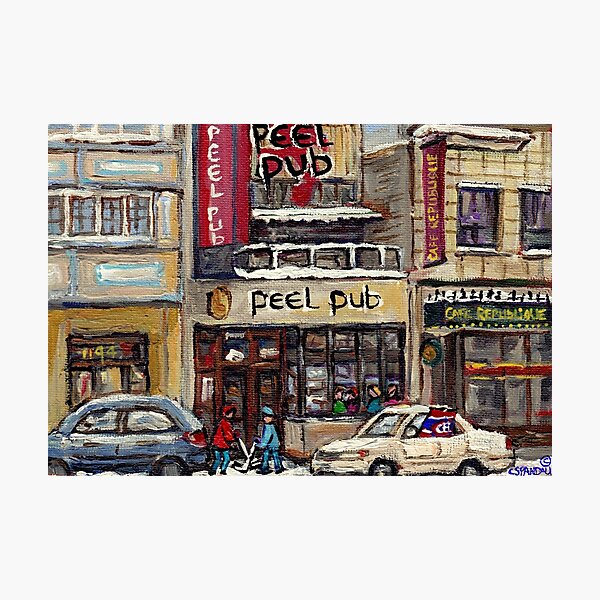 " Peel Pub And Cafe Republique Rue Peel Montreal Winter Street Scene ...