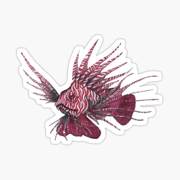 "Whimsical Lion-fish" Sticker for Sale by oddwatt | Redbubble