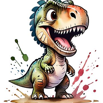 "Chibi Tyrannosaurus Rex Watercolor Splash" Sticker for Sale by C-Katt ...