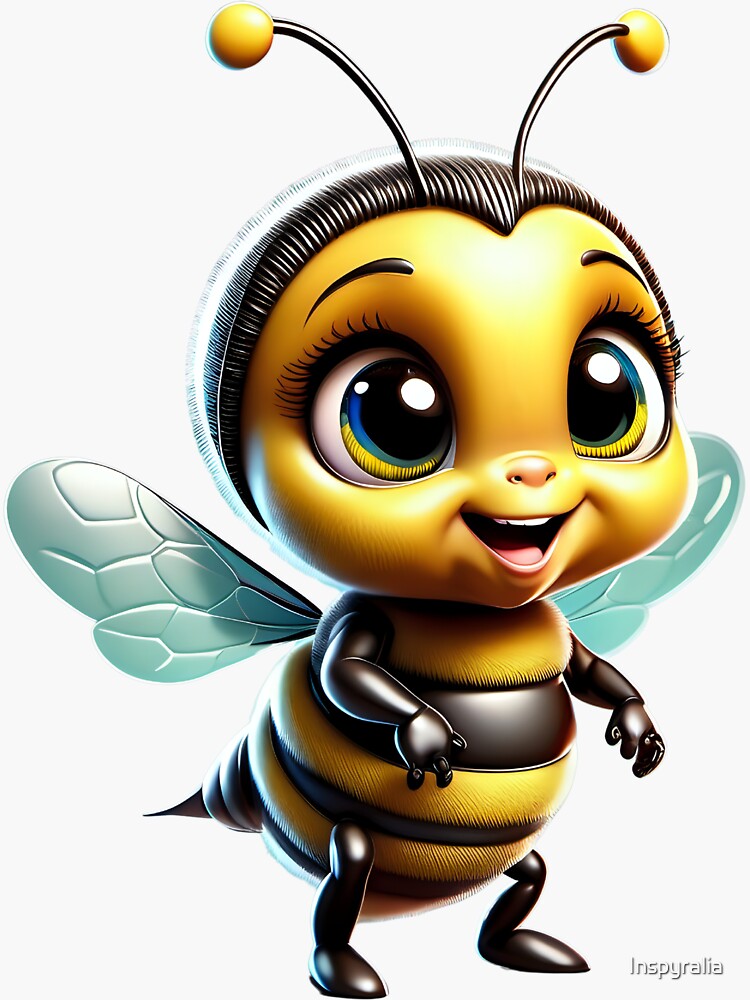 "Cute baby cartoon bee ilustration" Sticker for Sale by Inspyralia ...