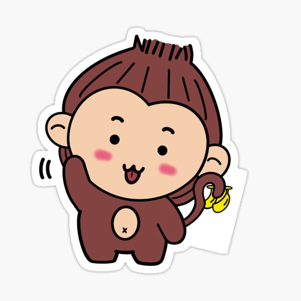 "Cute monkey saying hello" Sticker for Sale by monkey-choi | Redbubble