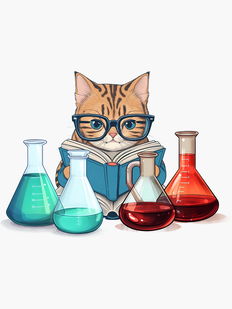 Cat Studying Chemistry