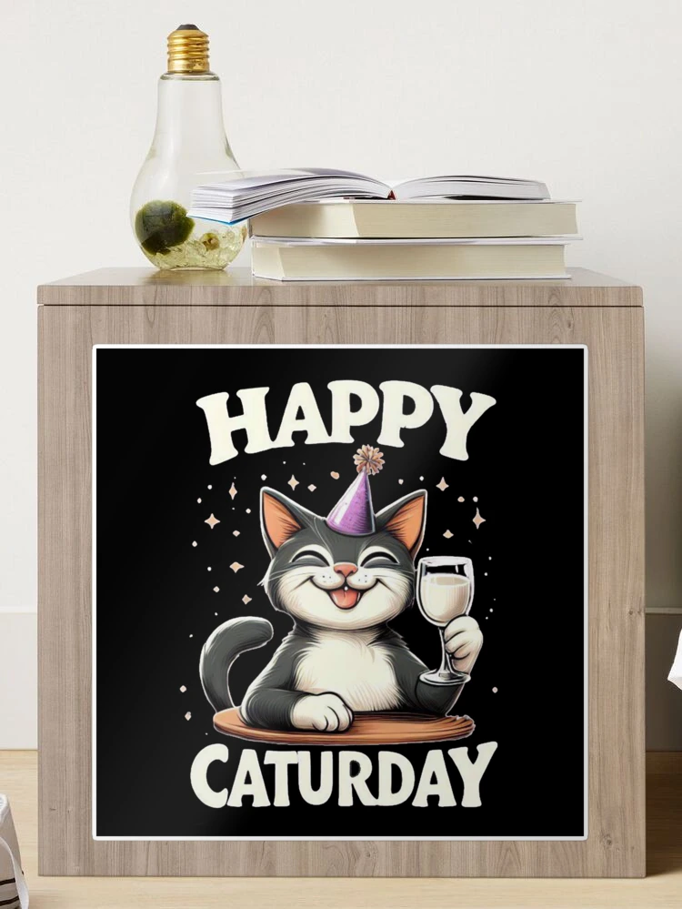 Happy Saturday Cat Little Girl In Pajamas Relaxing On A Window Sill