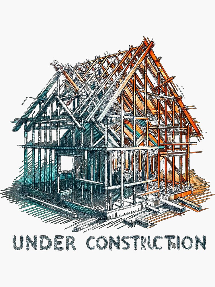 "under construction drawing" Sticker for Sale by KarolRuszczyk | Redbubble
