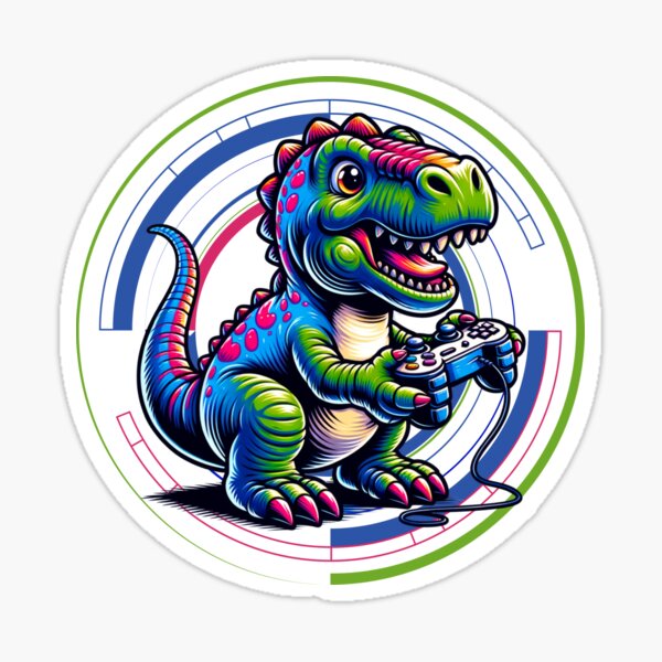 "Dinosaur Playing Video Game" Sticker for Sale by GrooveGrip | Redbubble