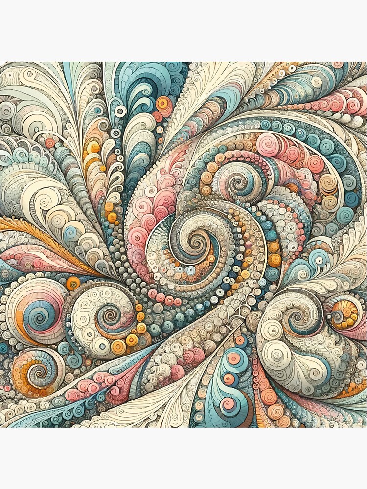 "Fractals spiral: A Zentangle-Inspired Journey" Sticker by ...